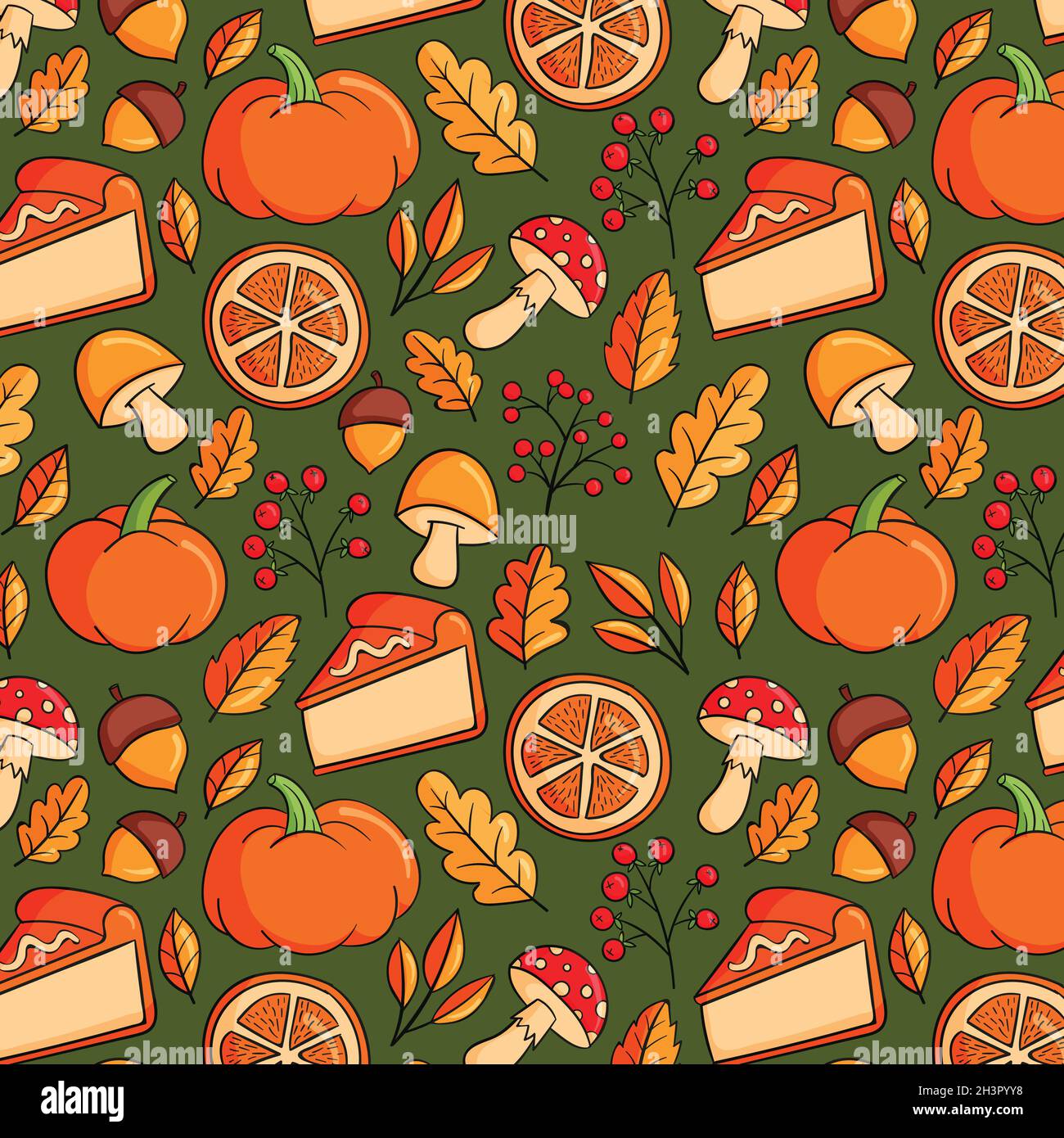 hand drawn autumn patterns collection vector design illustration Stock ...