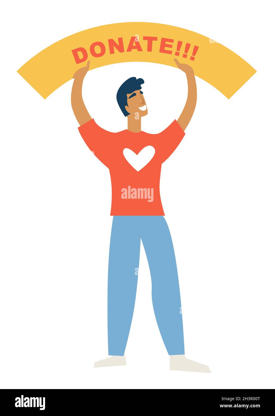 Charity man with donate banner help and humanitarian aid Stock Vector ...