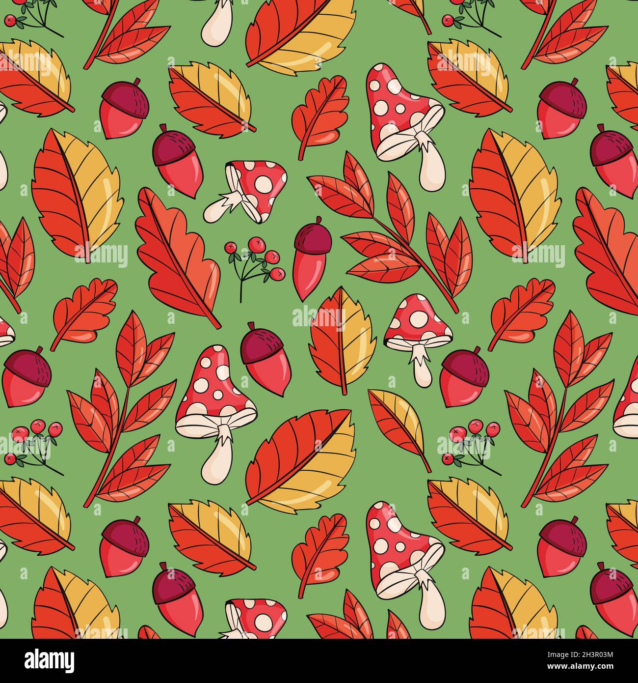 hand drawn autumn patterns collection vector design illustration Stock ...