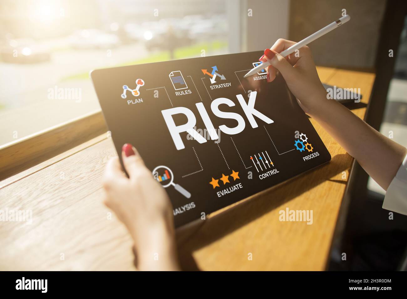 Risk management business and technology concept on virtual screen Stock ...