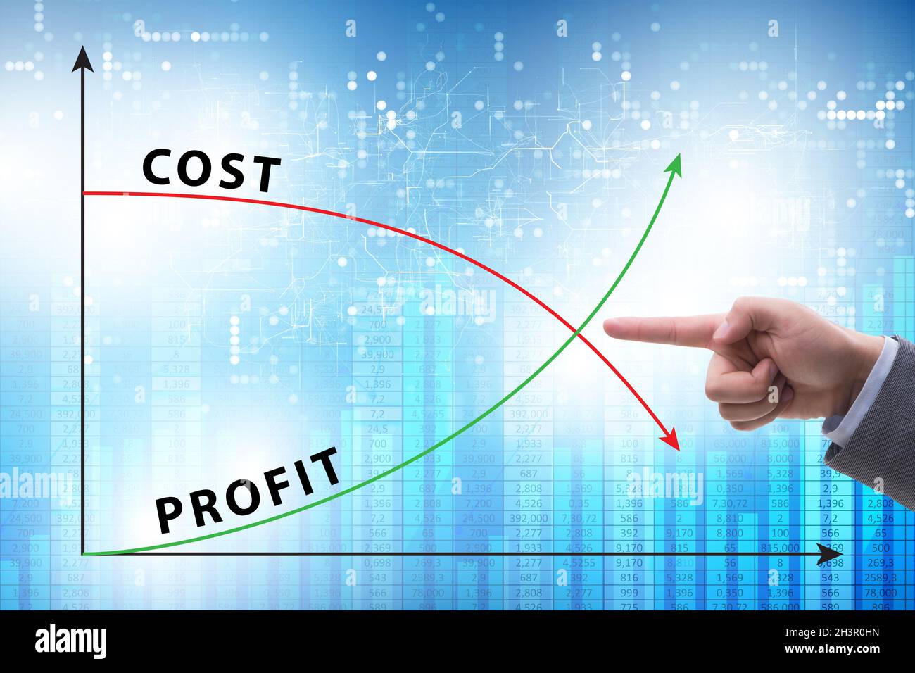 Concept of proft and loss with businessman Stock Photo - Alamy