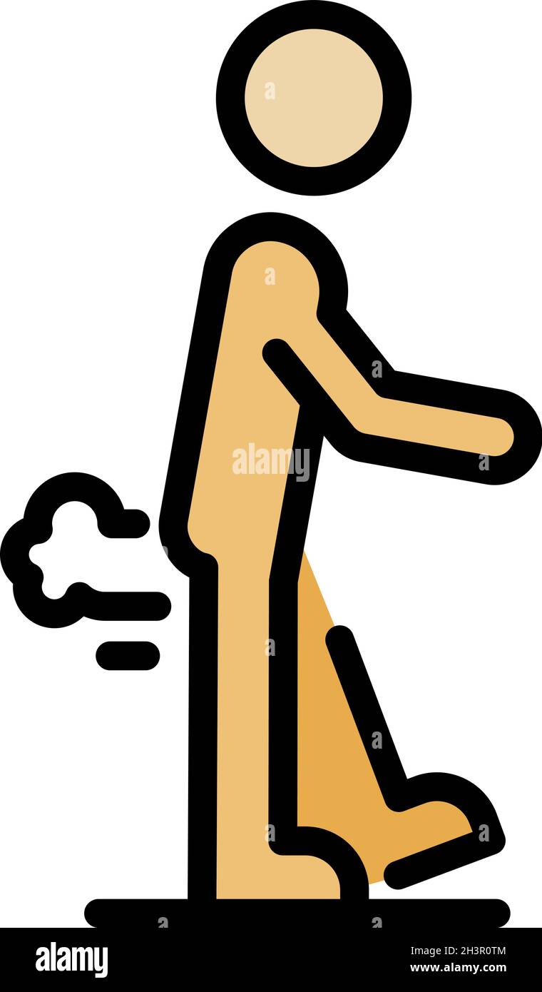 Farted man icon. Outline farted man vector icon color flat isolated ...