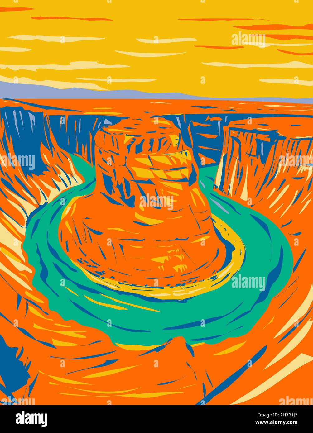 River meander illustration hi-res stock photography and images - Alamy