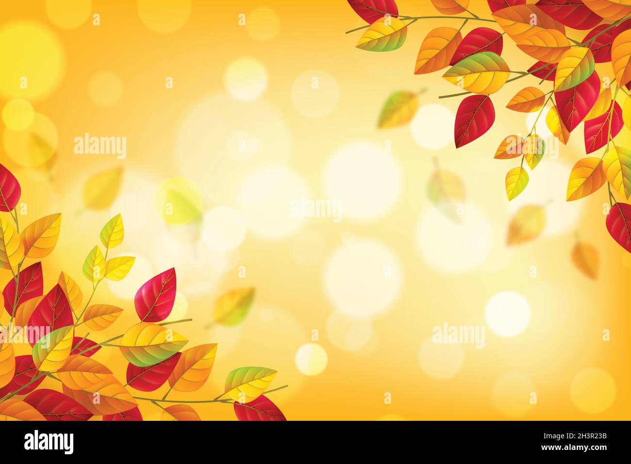 realistic autumn background with leaves vector design illustration ...