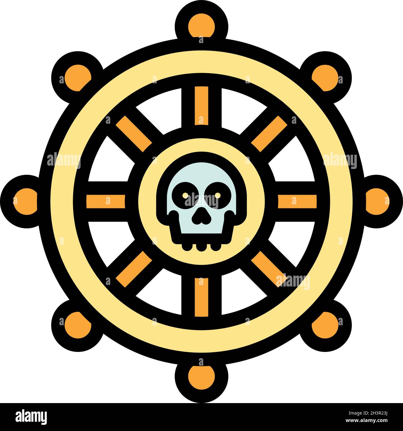 Pirate ship wheel icon. Outline pirate ship wheel vector icon color ...