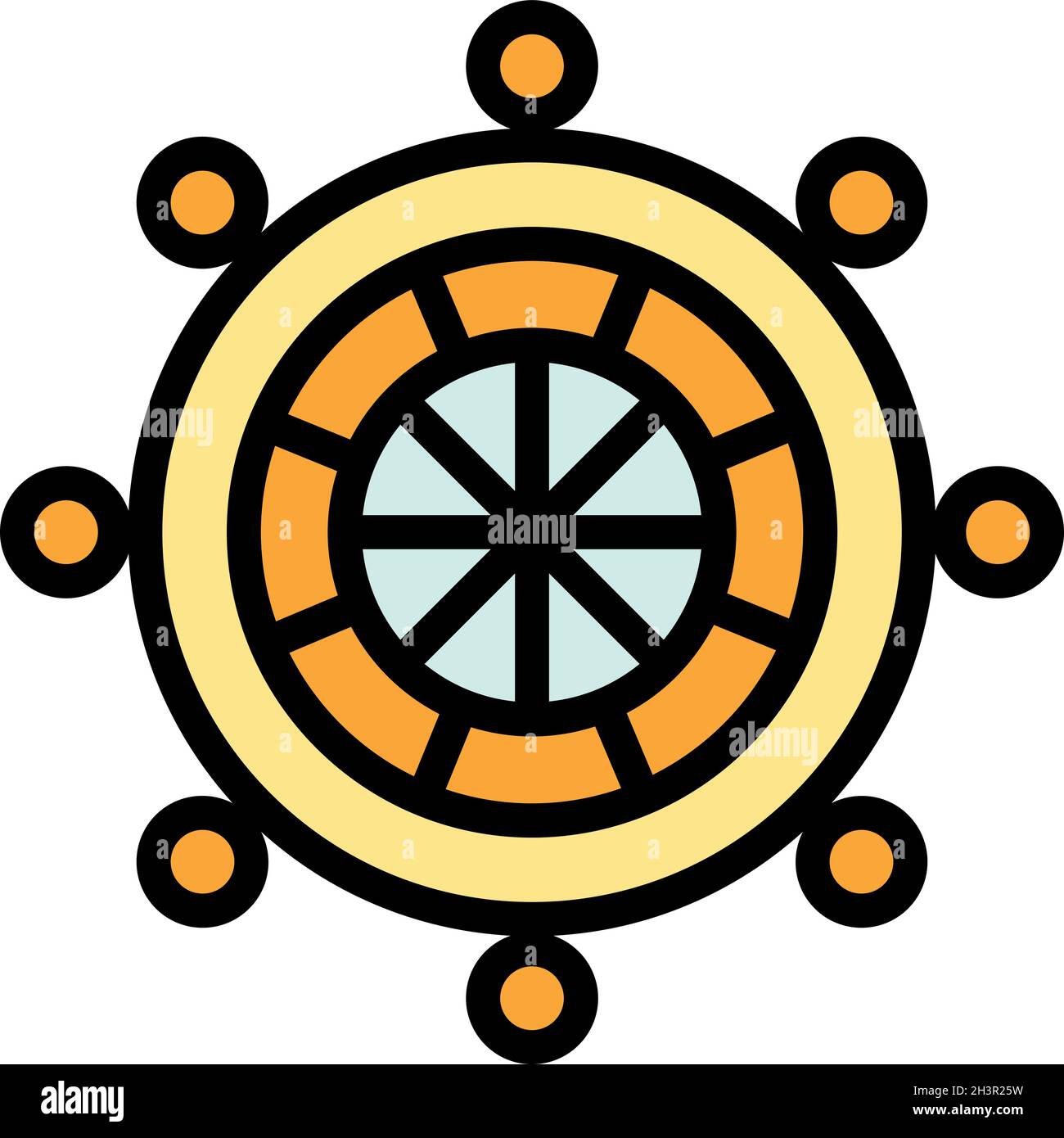 Ship wheel icon. Outline ship wheel vector icon color flat isolated ...