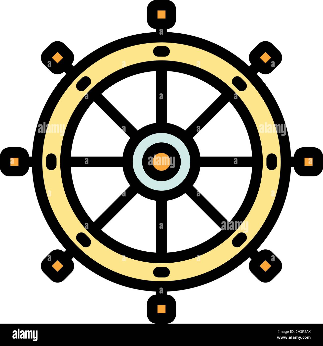 Navy ship wheel icon. Outline navy ship wheel vector icon color flat ...