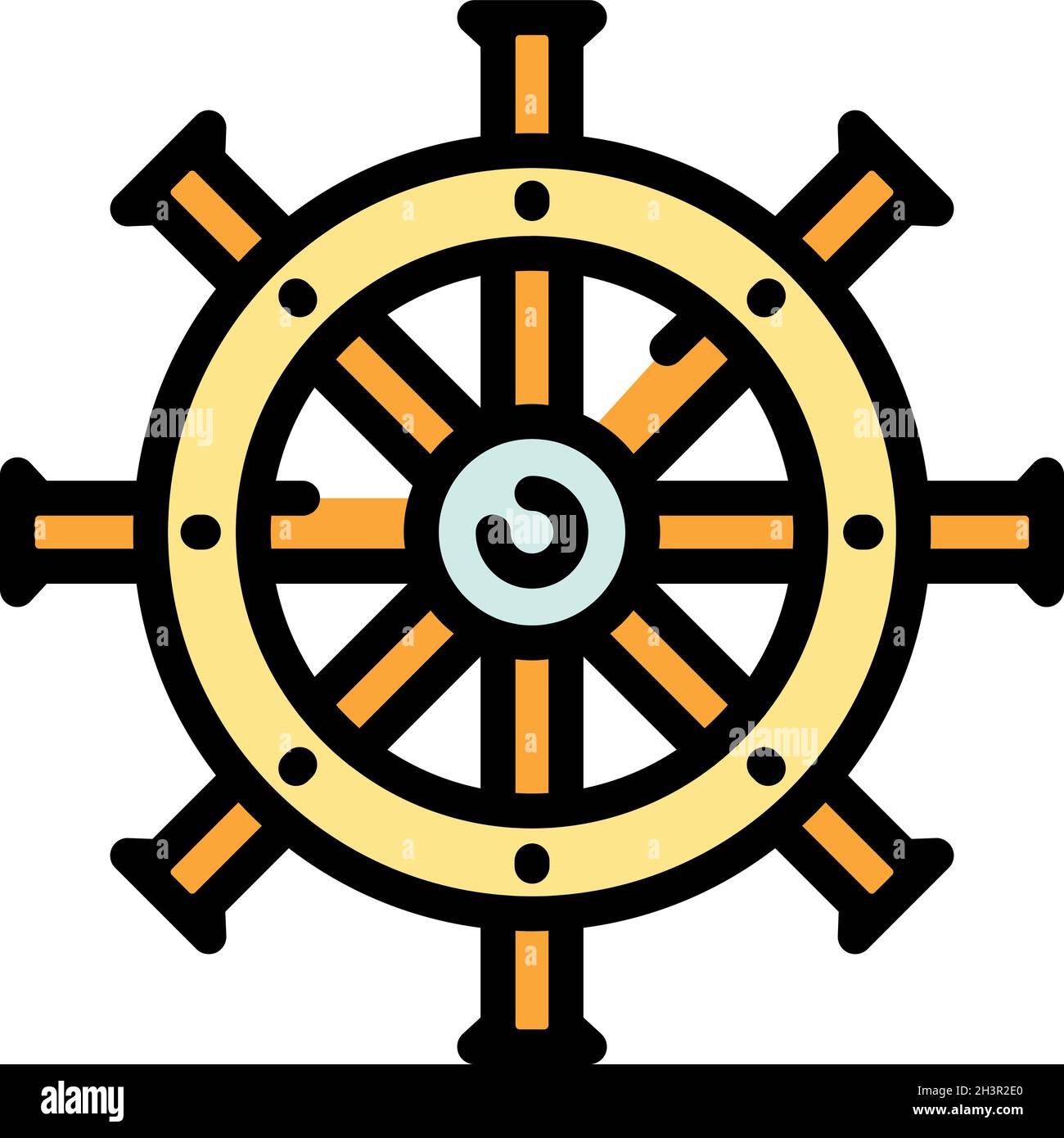Boat ship wheel icon. Outline boat ship wheel vector icon color flat ...