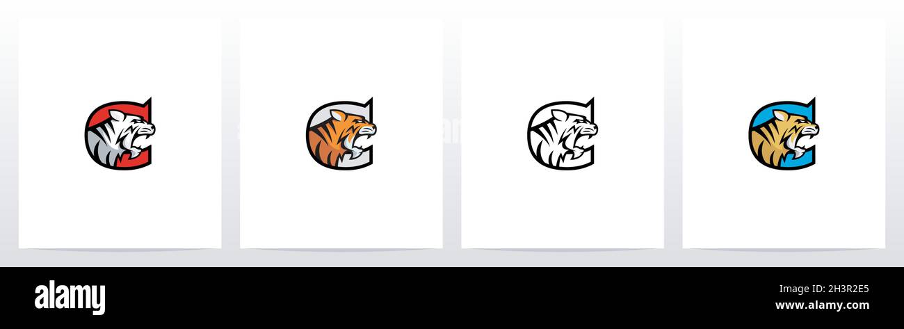 Tiger On Letter Logo Design C Stock Vector Image & Art - Alamy
