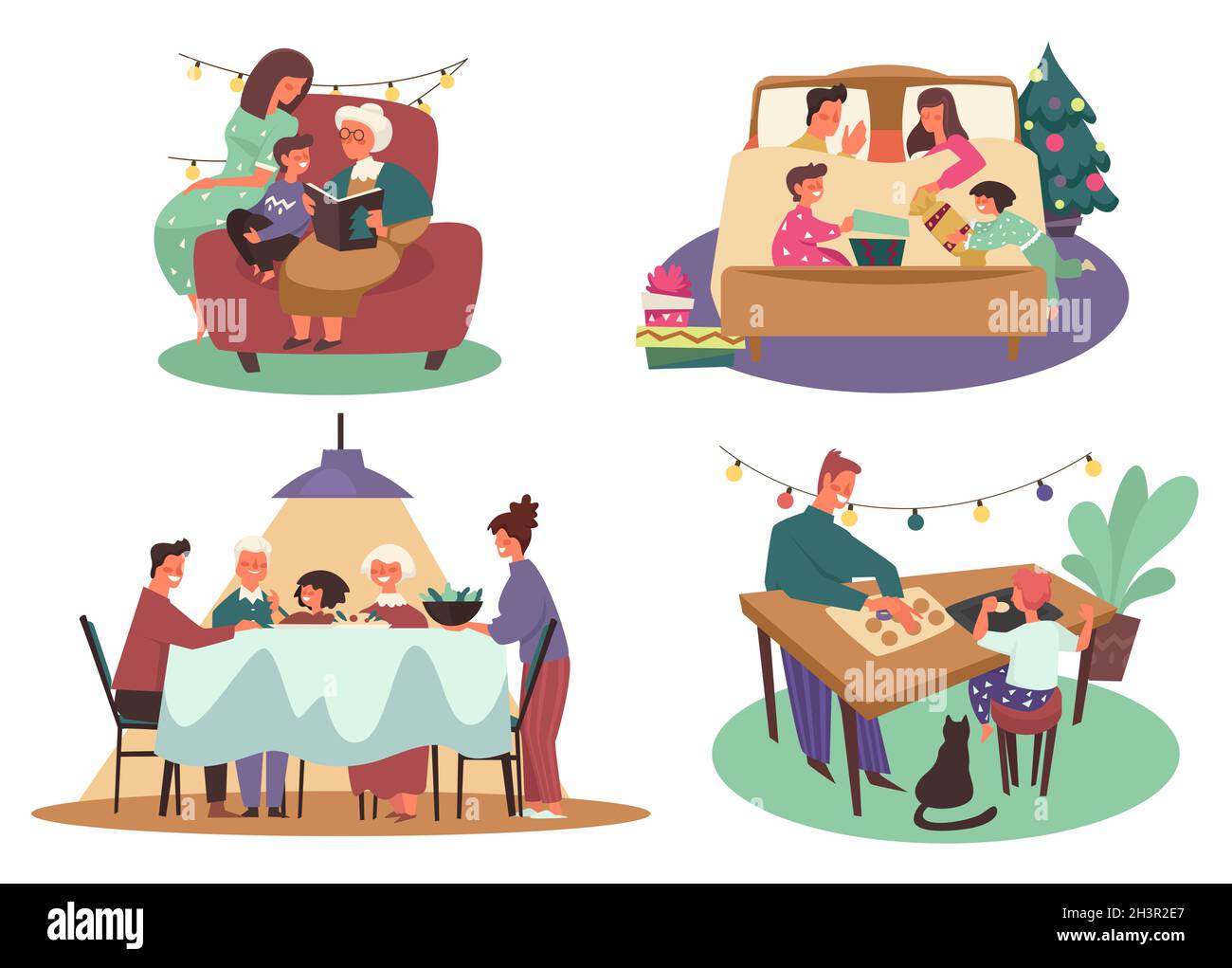 Grandmother child bed reading Stock Vector Images - Alamy