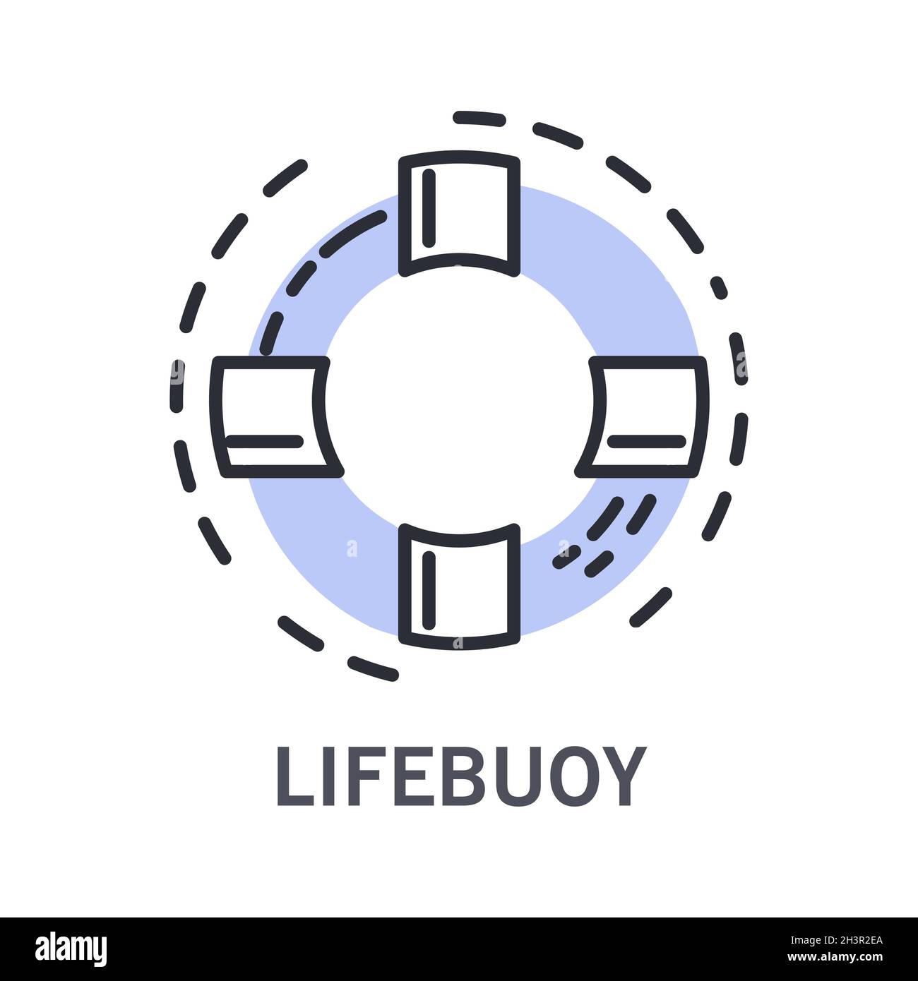 Cruise and life buoy, marine symbol, life saver, isolated linear icon ...