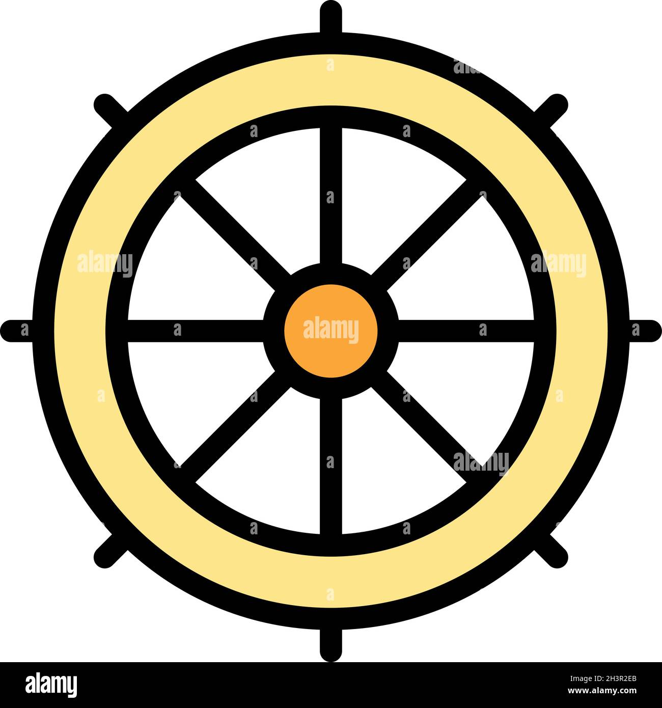 Cruise ship wheel icon. Outline cruise ship wheel vector icon color ...