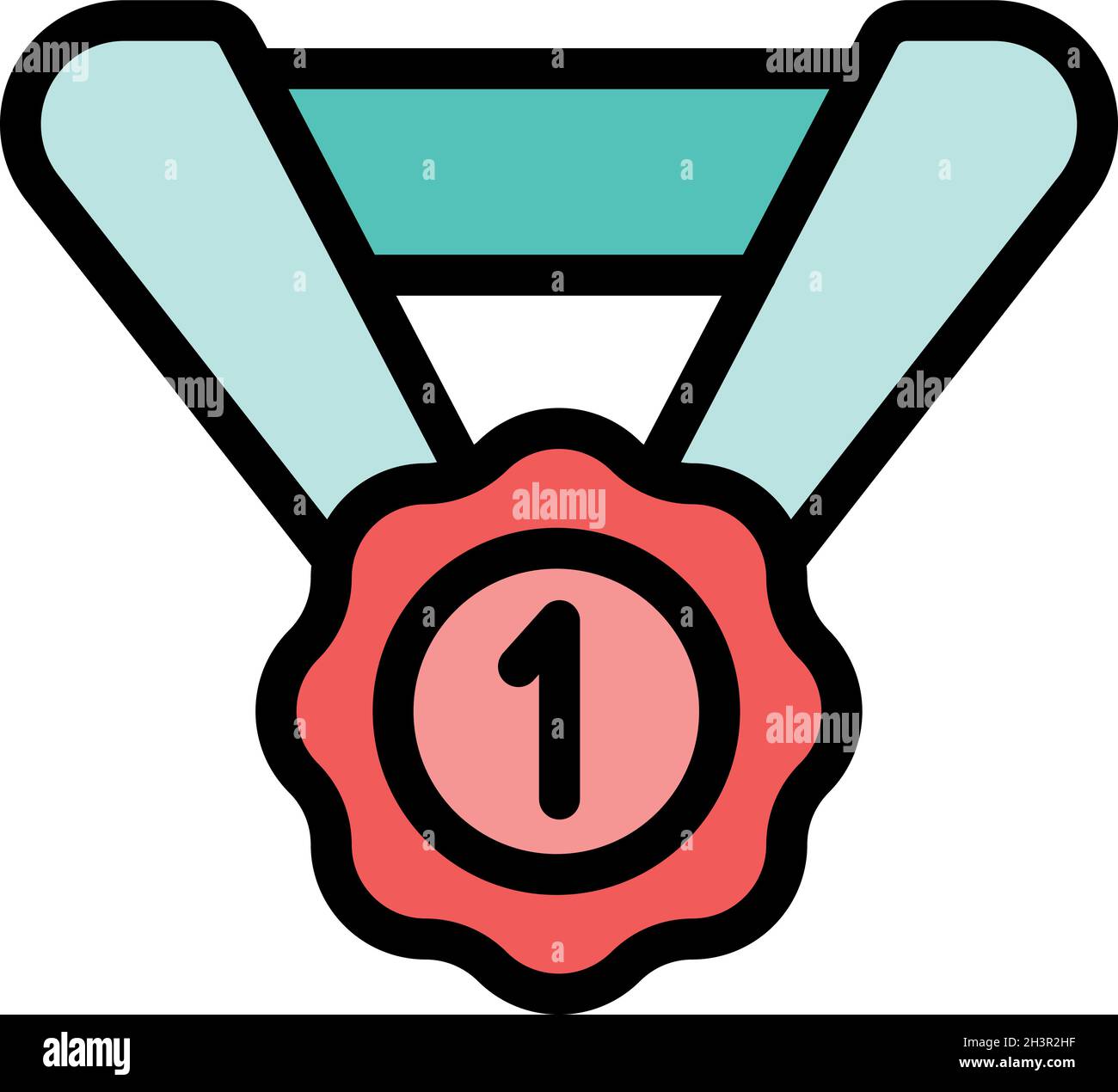 First medal icon. Outline first medal vector icon color flat isolated ...