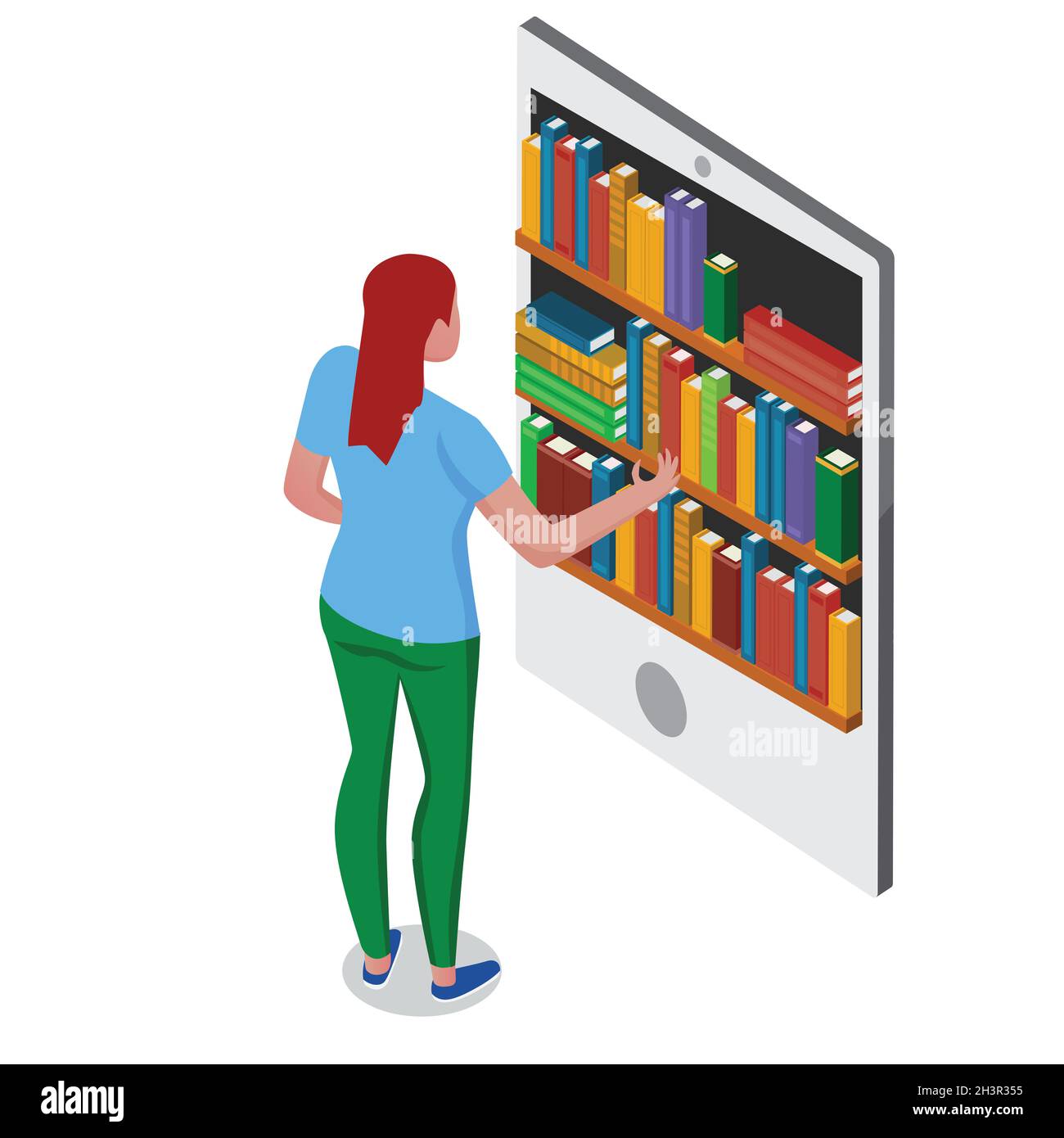 Woman library tablet Cut Out Stock Images & Pictures - Alamy