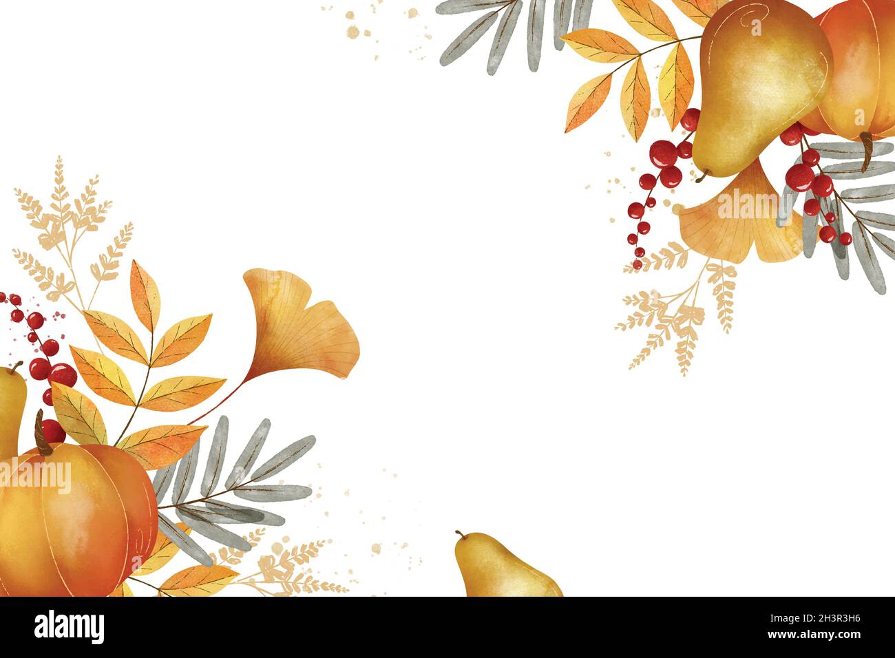 watercolor autumn harvest background vector design illustration Stock ...