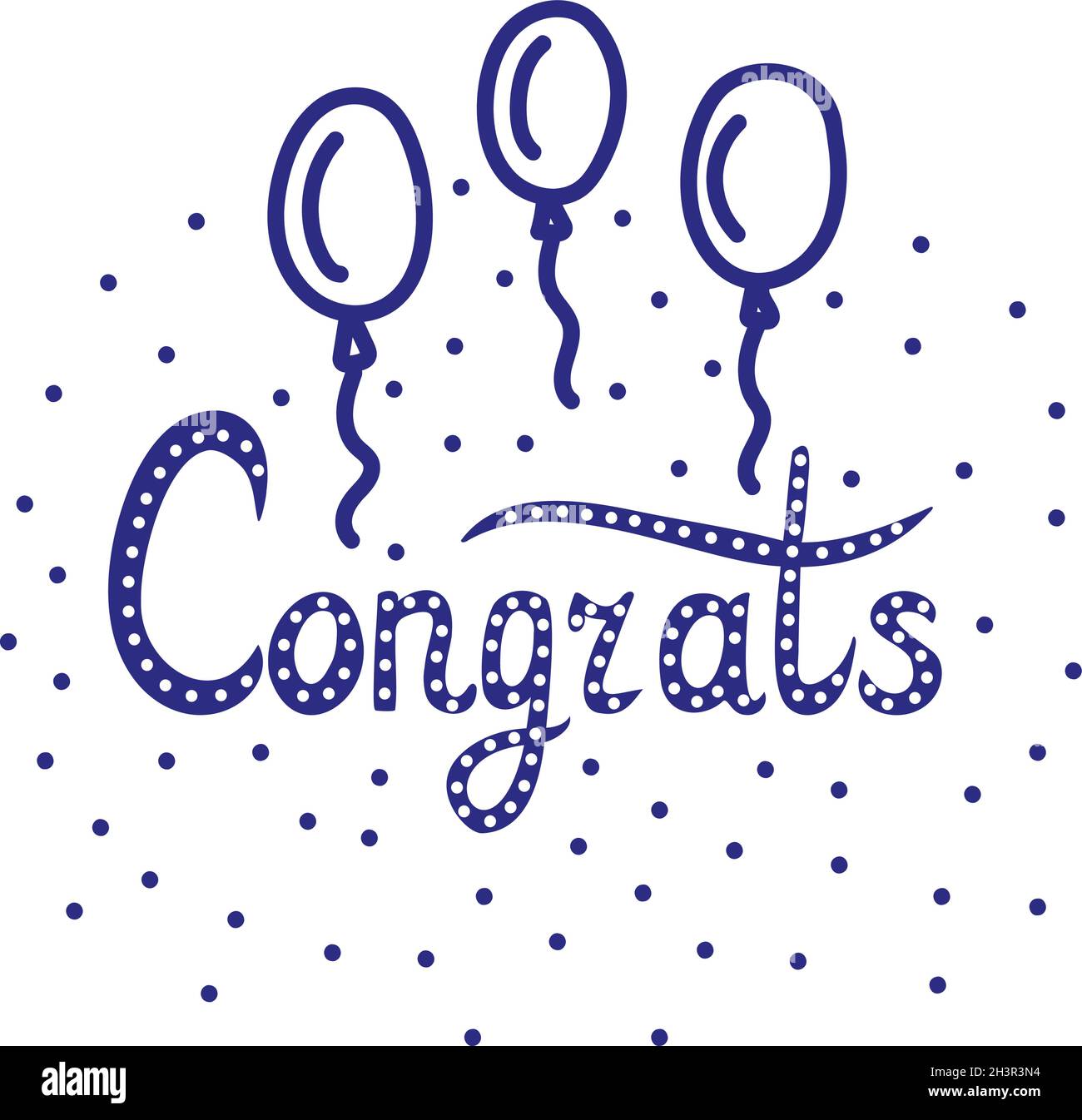 congrats festive lettering text with buubles for greeting cards. Vector ...