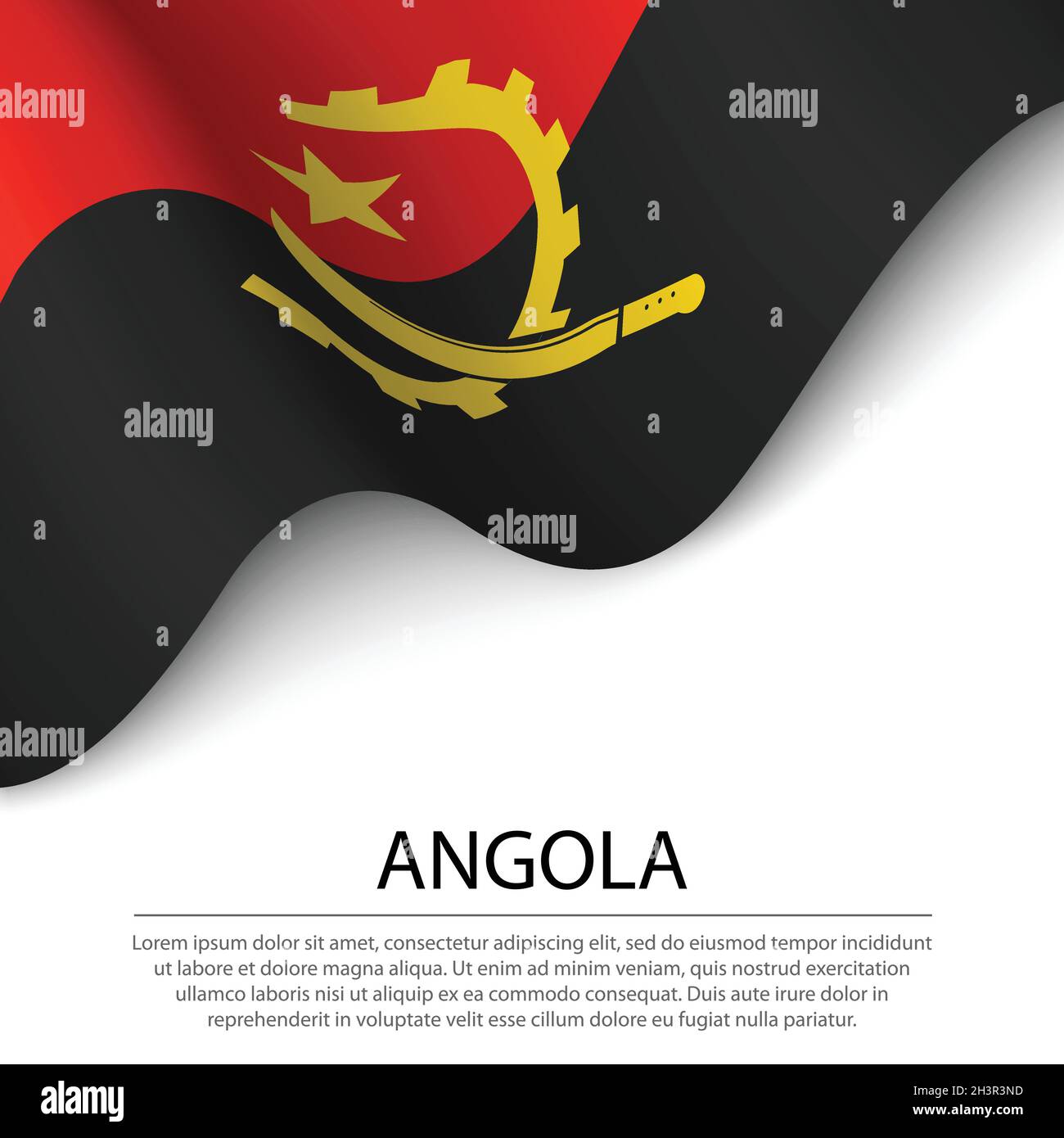 Waving flag of Angola on white background. Banner or ribbon vector ...