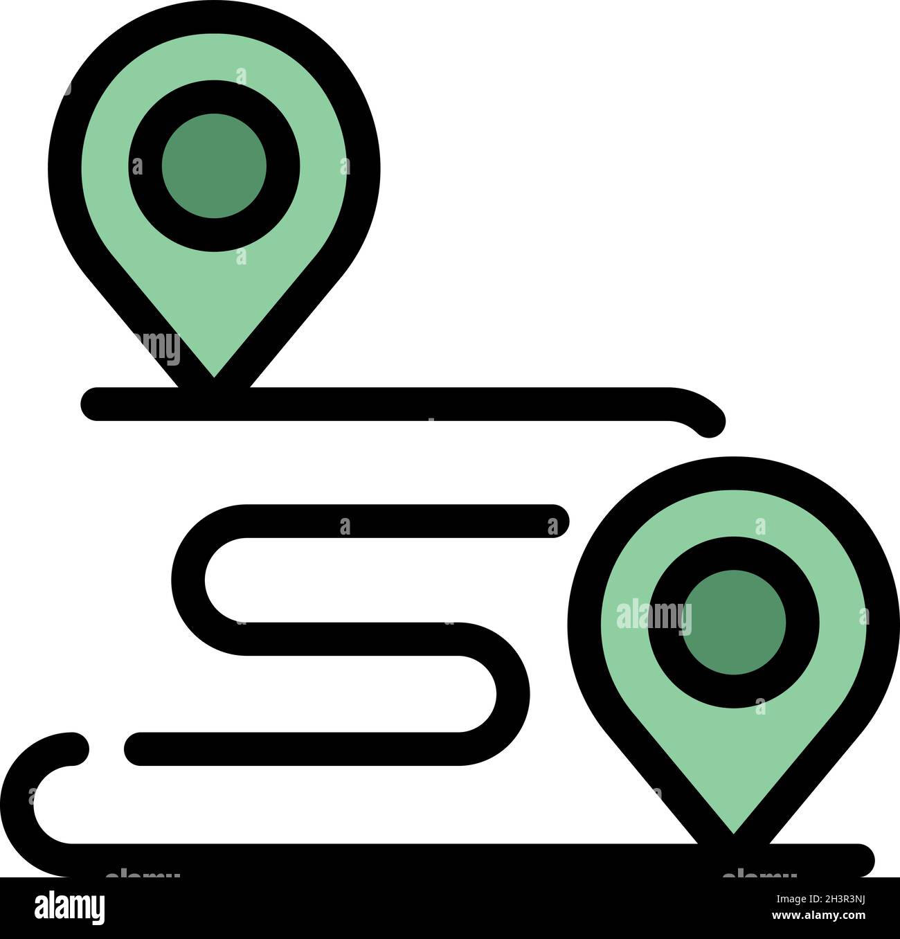 Running map icon. Outline running map vector icon color flat isolated ...