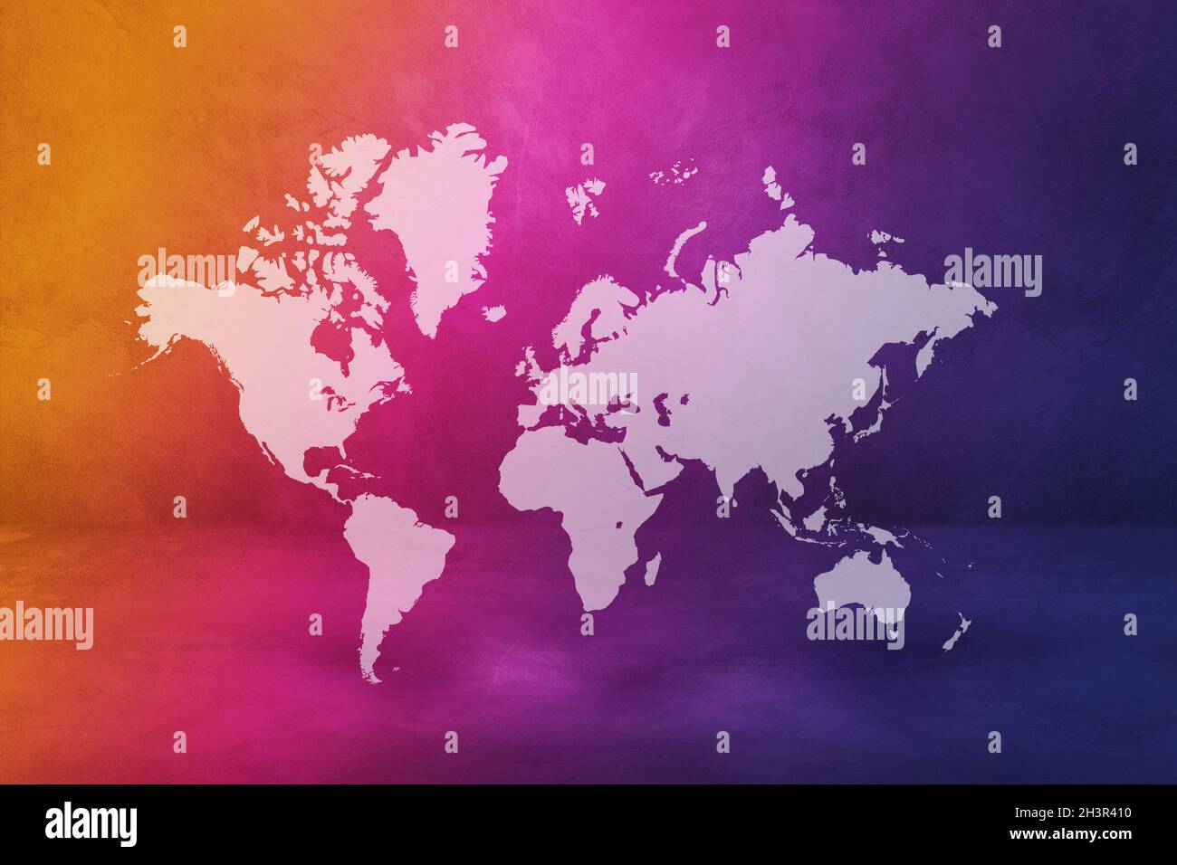 World map on rainbow wall background. 3D illustration Stock Photo - Alamy