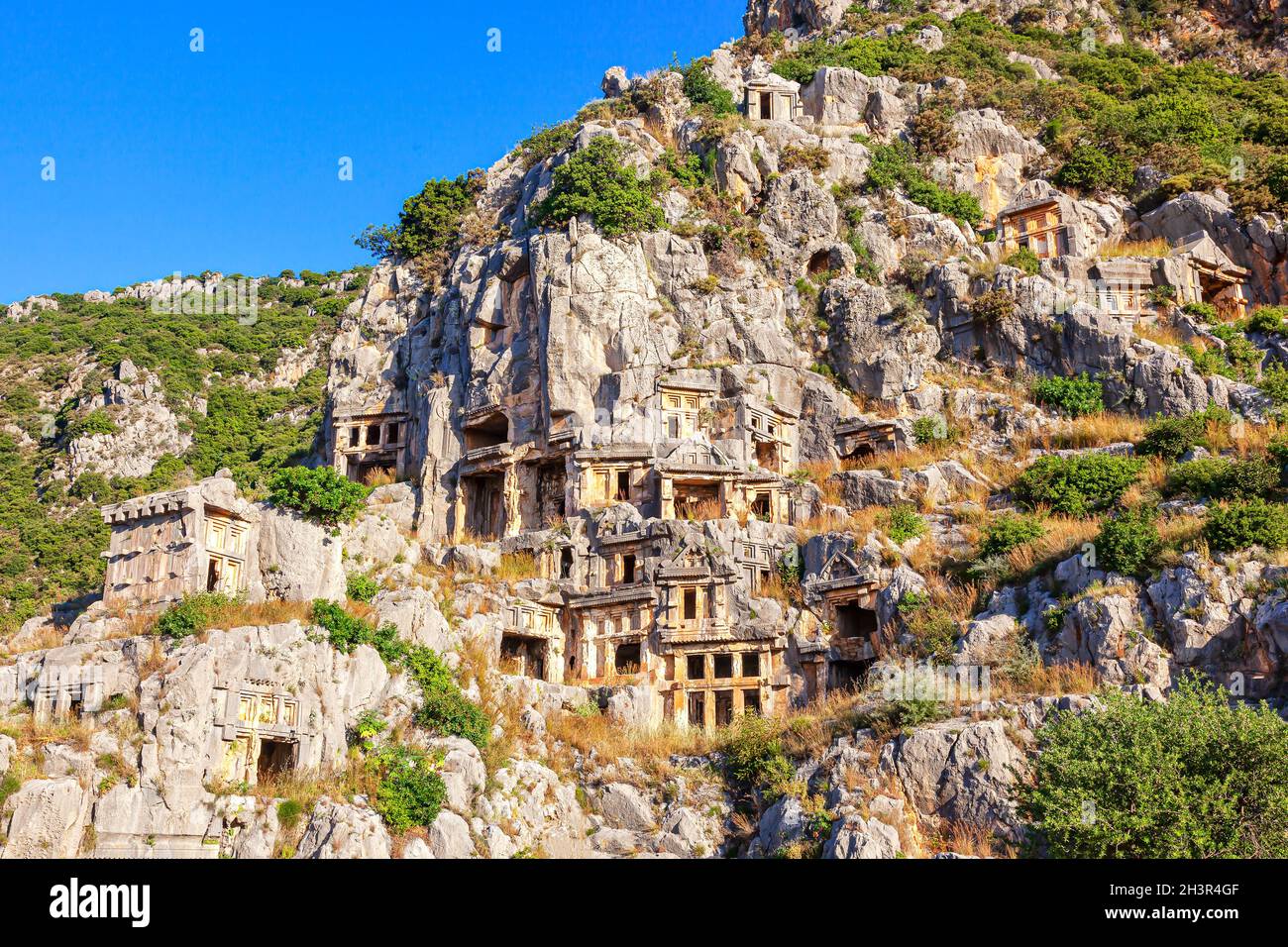 Amyntas Rock Tombs, ancient lycian tombs at Fethiye Stock Photo - Alamy