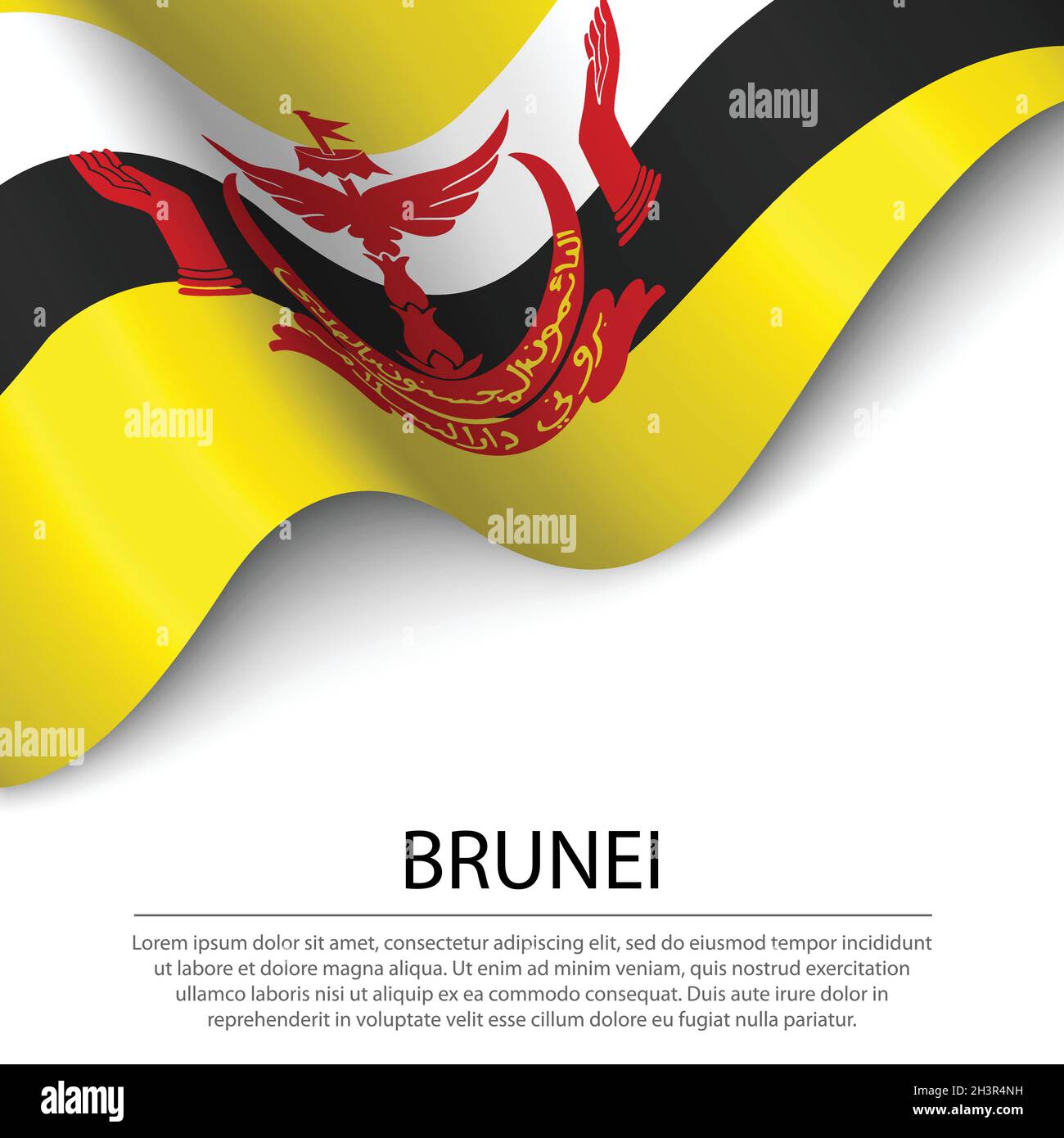 Waving flag of Brunei on white background. Banner or ribbon vector ...