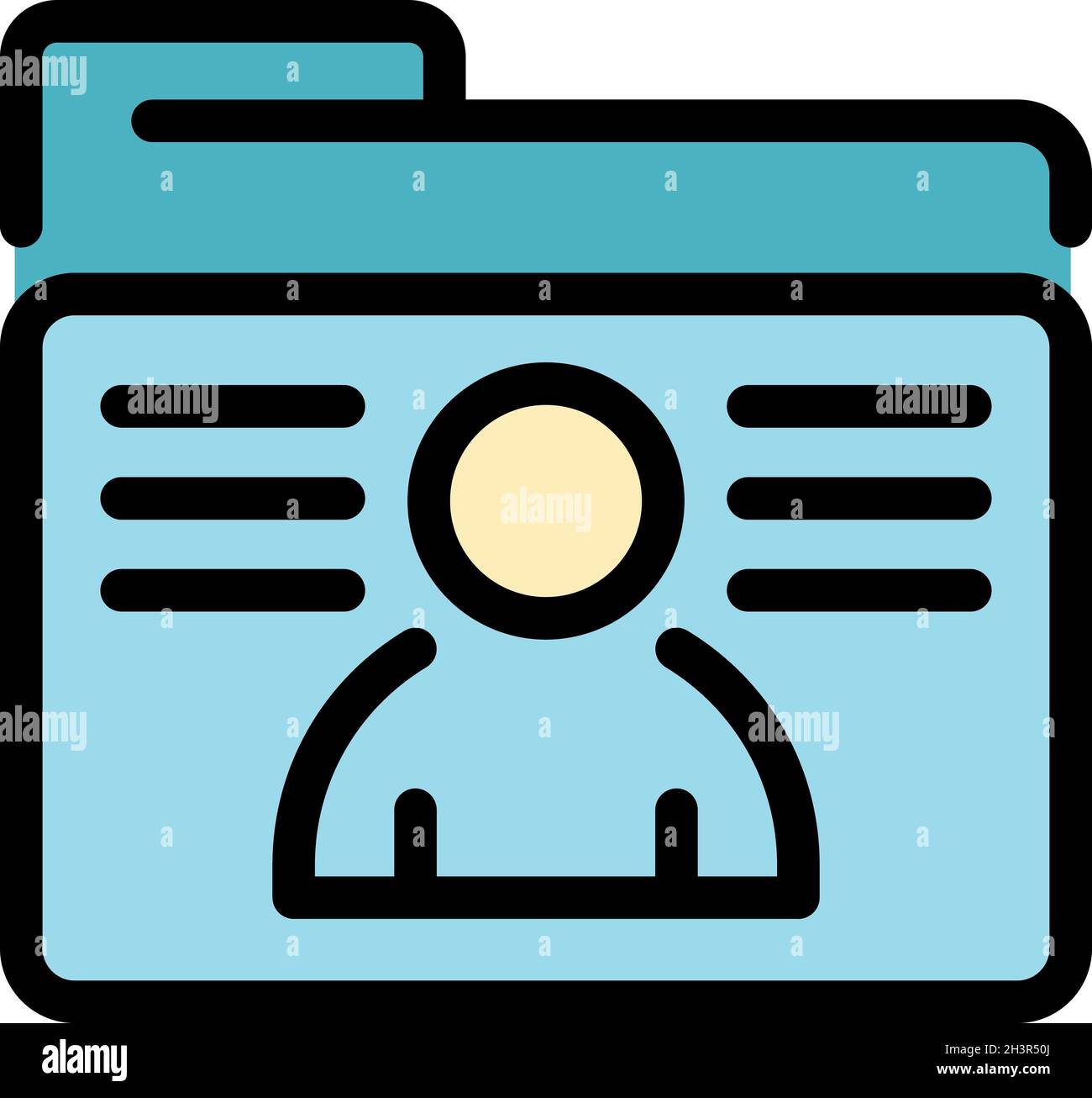 Secret personal data folder icon. Outline secret personal data folder vector icon color flat ...