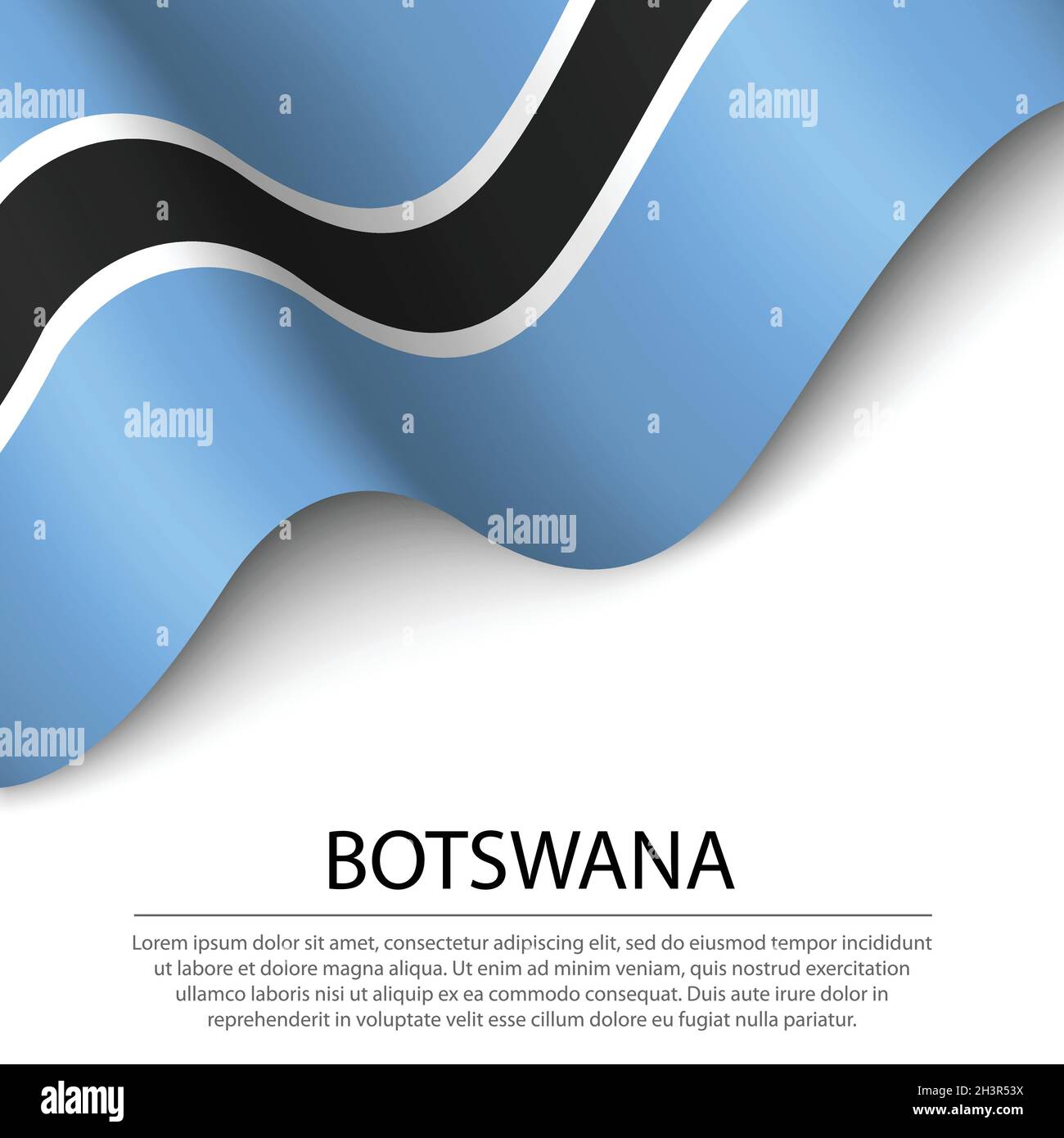 Waving flag of Botswana on white background. Banner or ribbon vector template for independence ...
