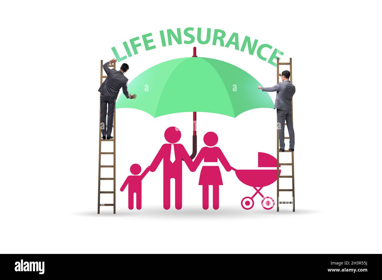 Life insurance concept with family under umbrella Stock Photo - Alamy