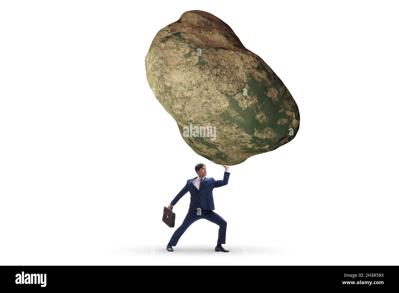 Businessman lifting rock hi-res stock photography and images - Alamy