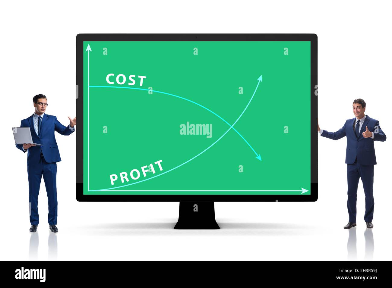 Concept of proft and loss with businessman Stock Photo - Alamy