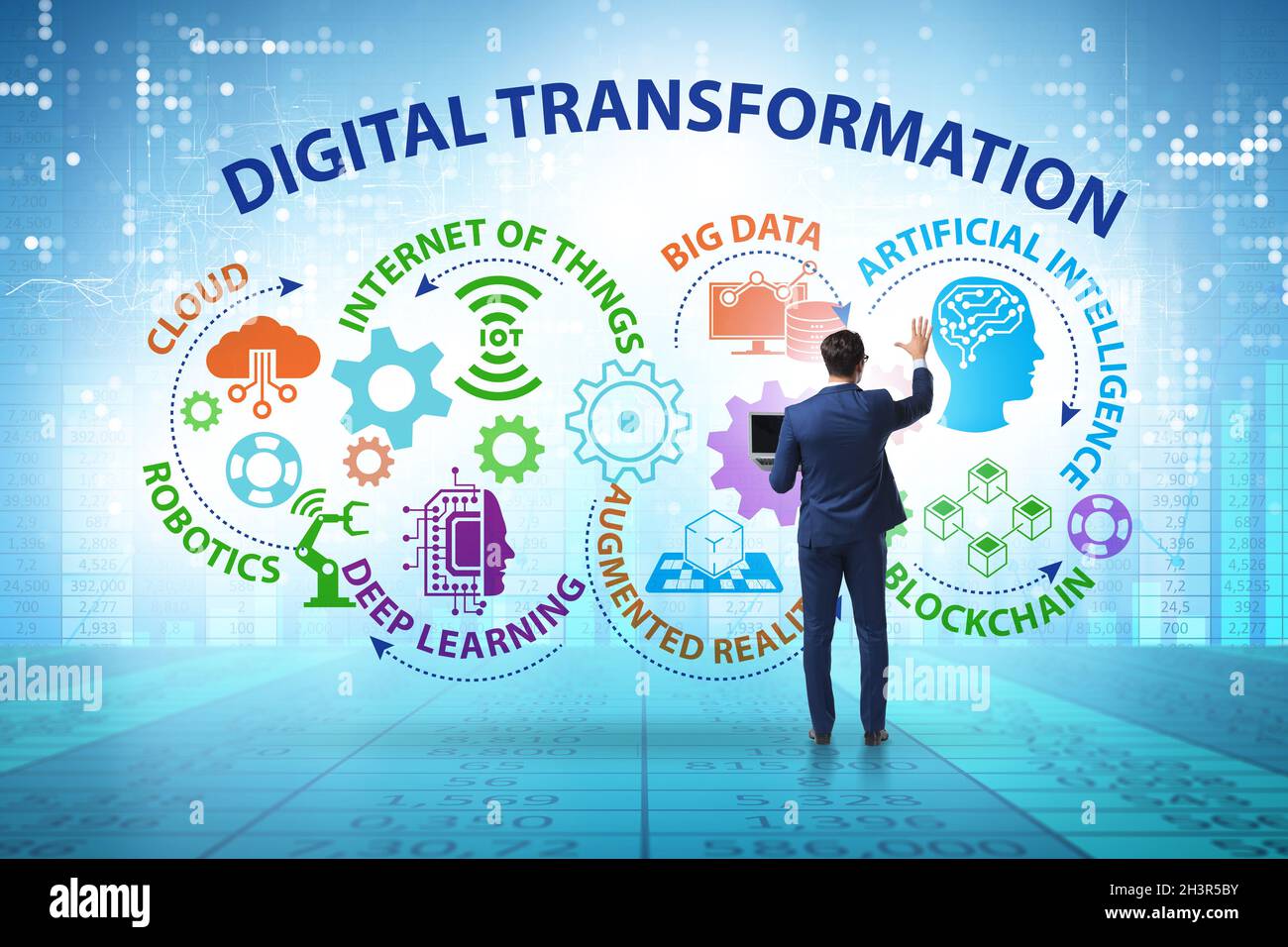 Concept of digital transformation with businessman Stock Photo - Alamy