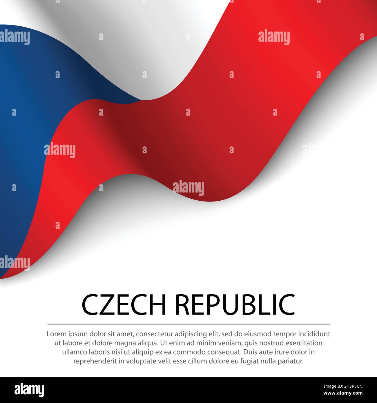Waving flag of Czech Republic on white background. Banner or ribbon ...