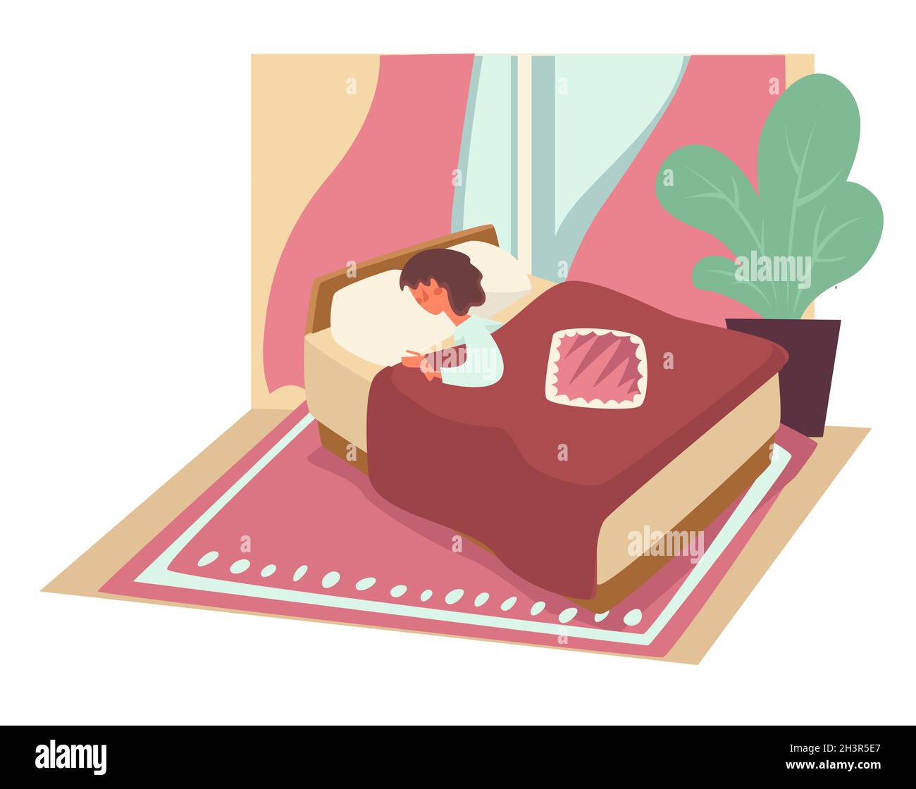 Girl sleeping in bed home Cut Out Stock Images & Pictures - Alamy