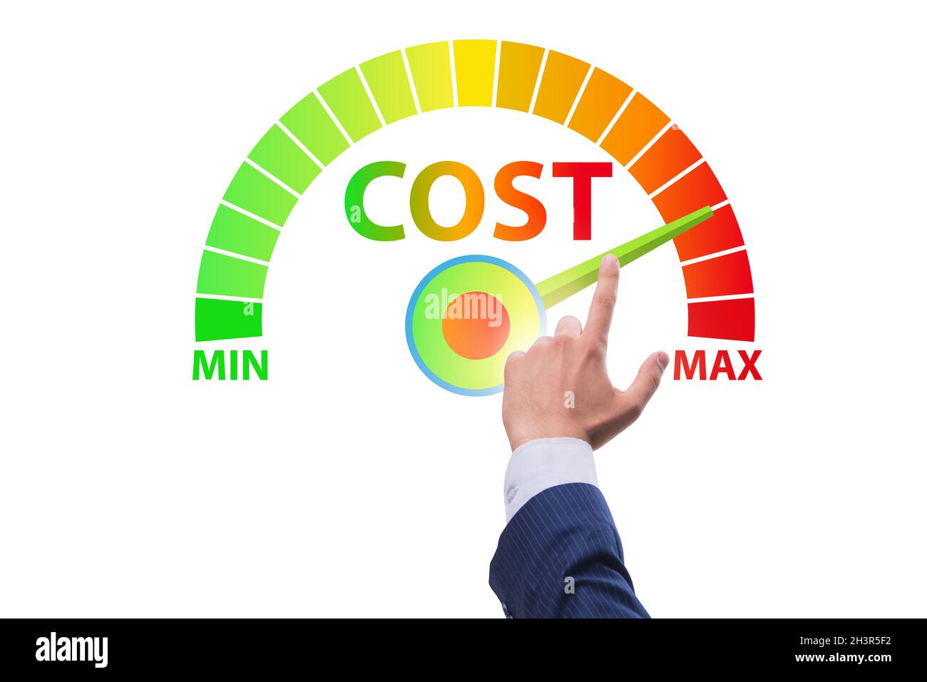 Cost management concept with businessman Stock Photo - Alamy