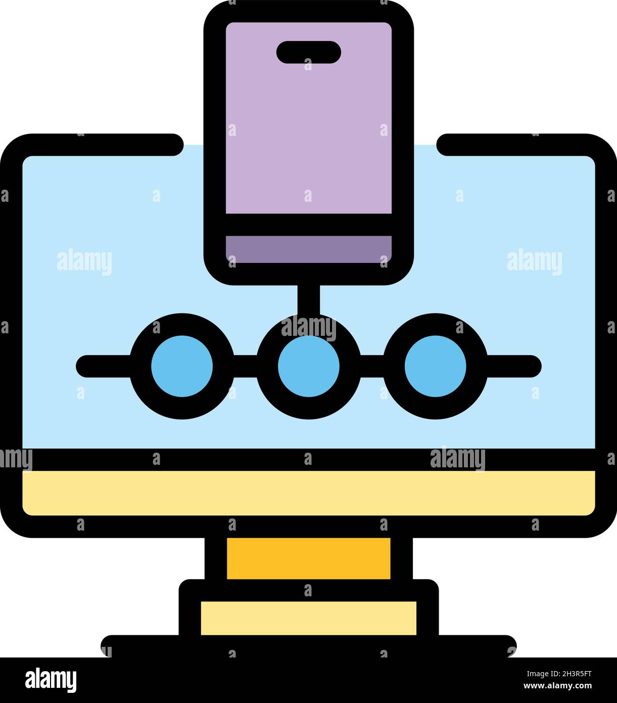 Computer safe authentication icon. Outline computer safe authentication vector icon color flat ...