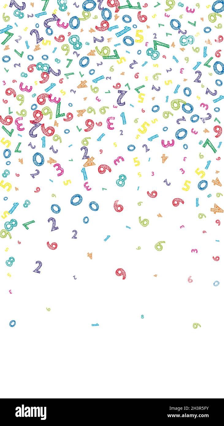 Falling colorful messy numbers. Math study concept with flying digits ...