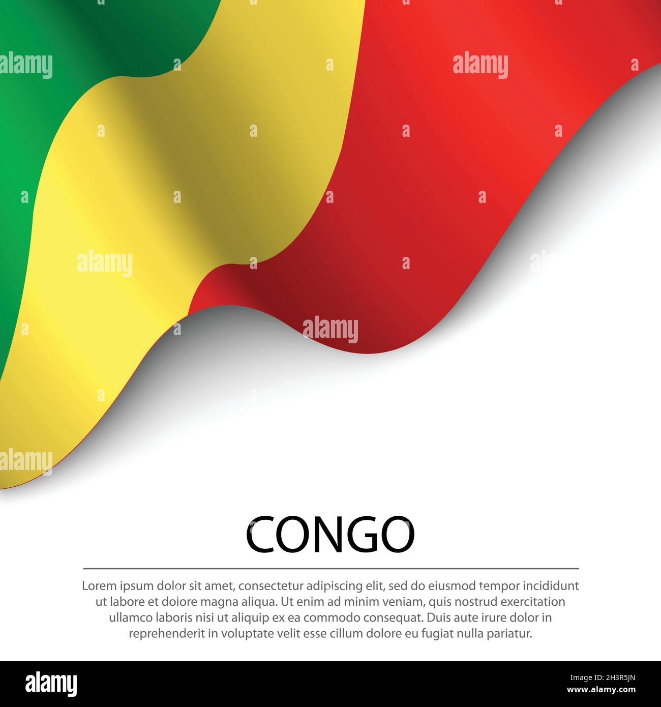 Waving flag of Congo on white background. Banner or ribbon vector ...