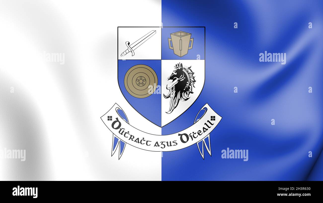 3D Flag of Monaghan county, Ireland. 3D Illustration Stock Photo - Alamy