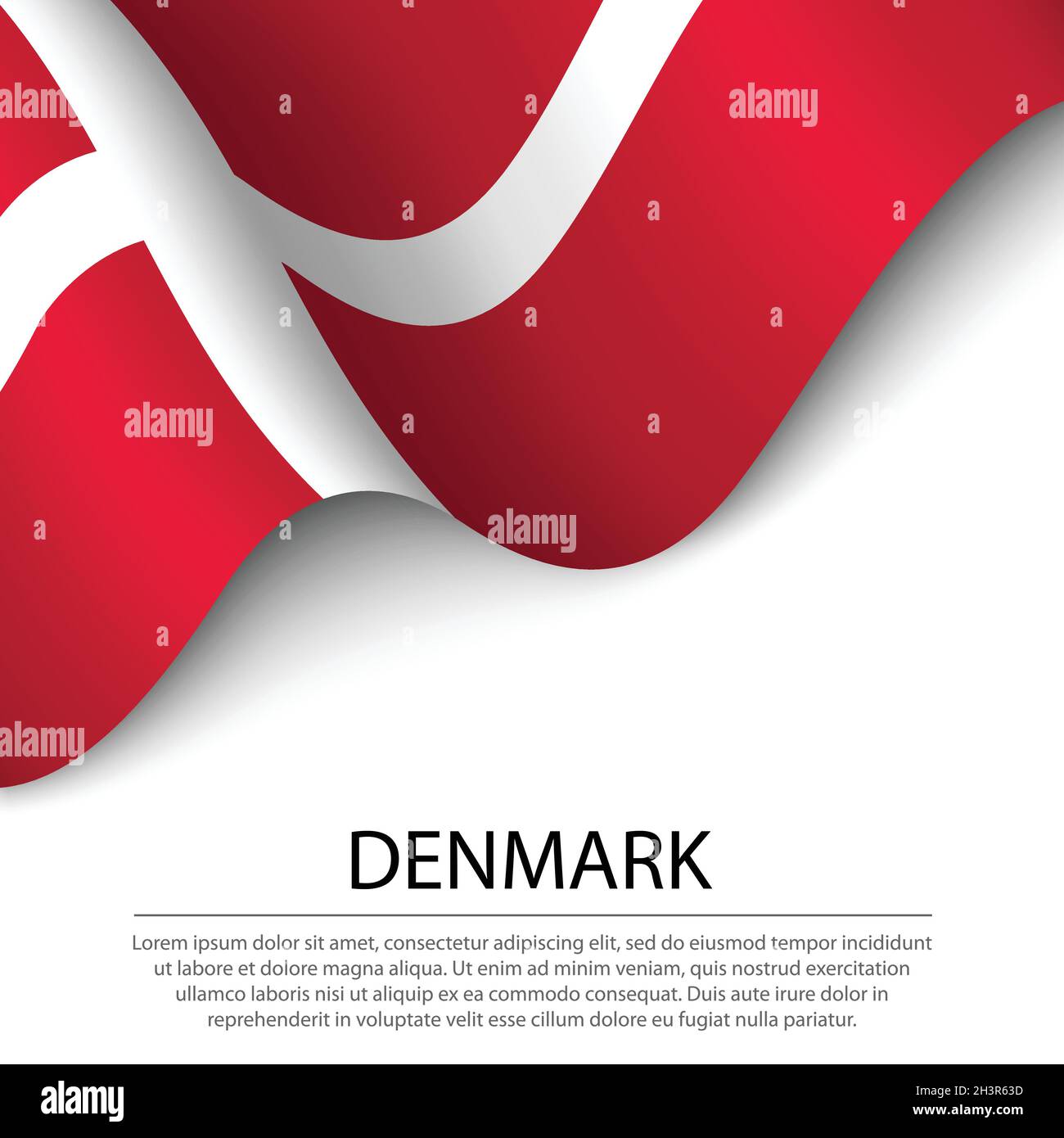 Waving flag of Denmark on white background. Banner or ribbon vector ...