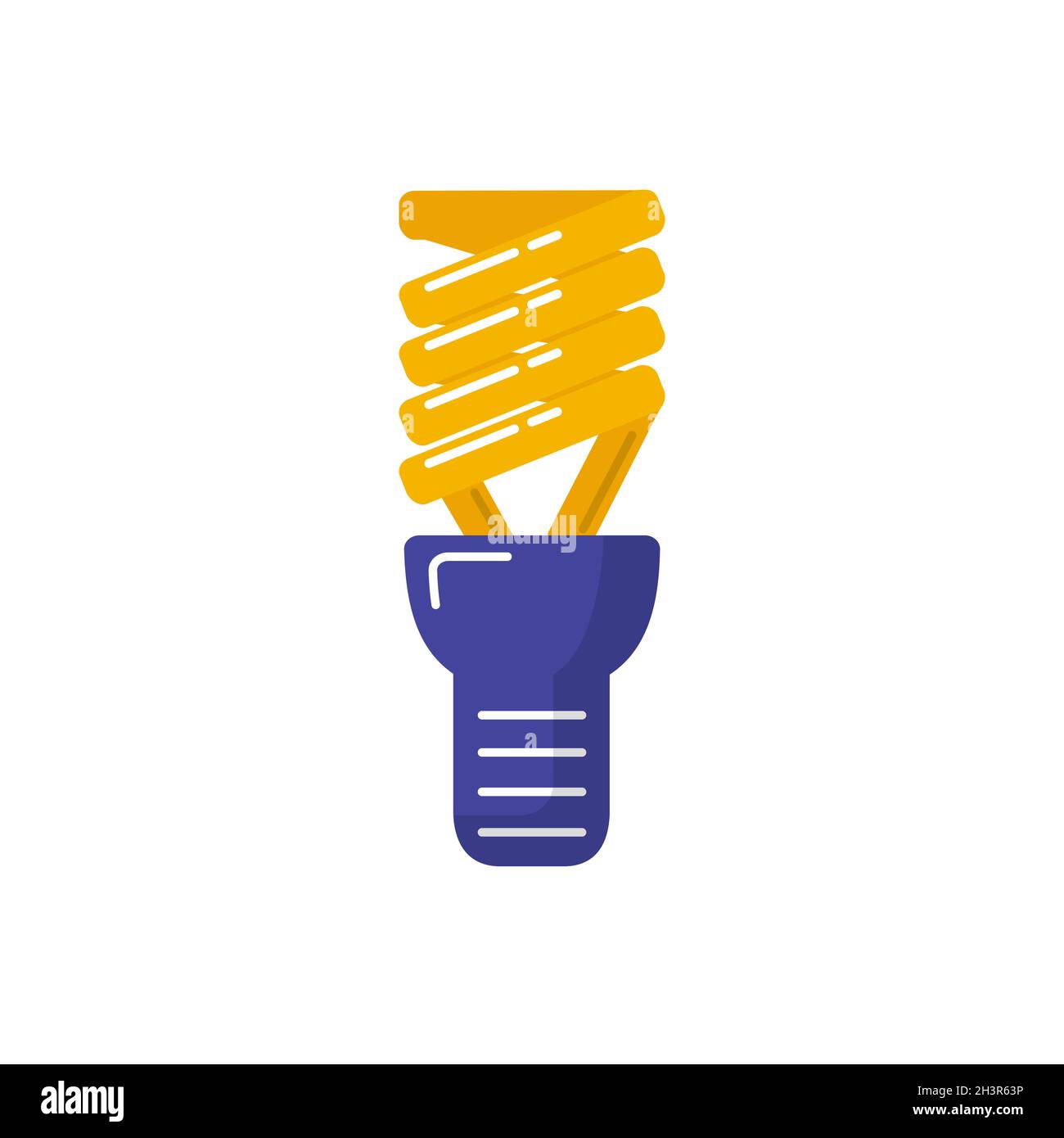 Energy saving light bulb icon in flat style. Spiral lamp linear symbol ...