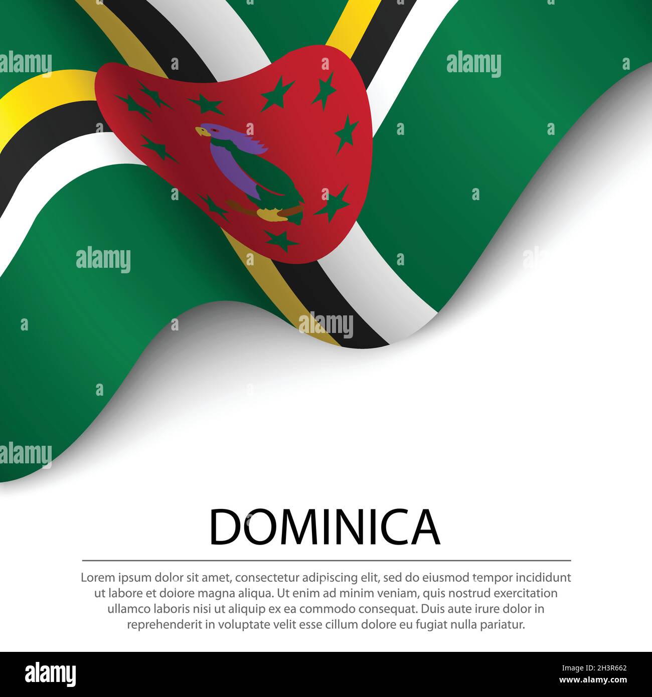Waving flag of Dominica on white background. Banner or ribbon vector ...