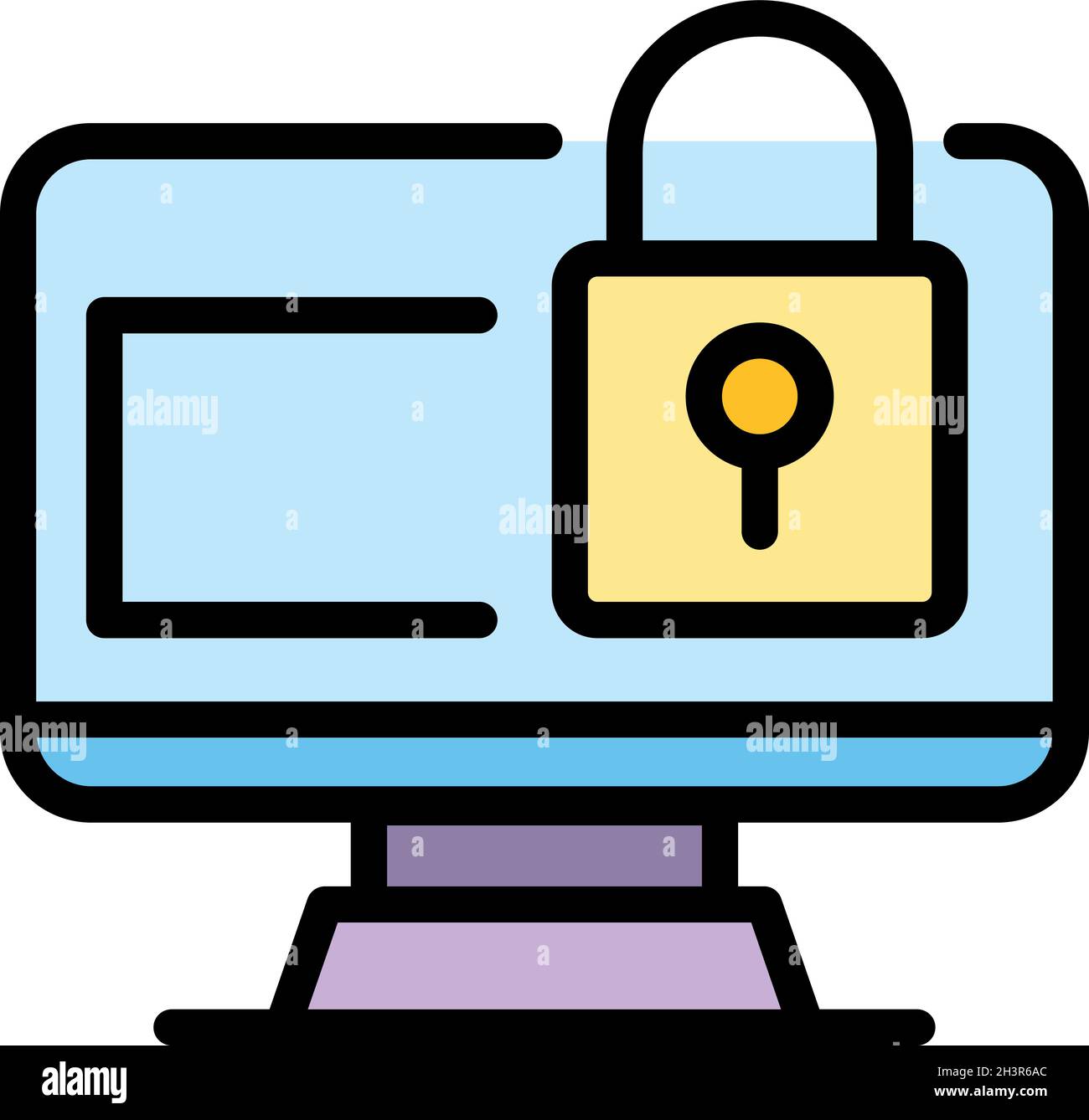 Locked authentication icon. Outline locked authentication vector icon color flat isolated Stock ...