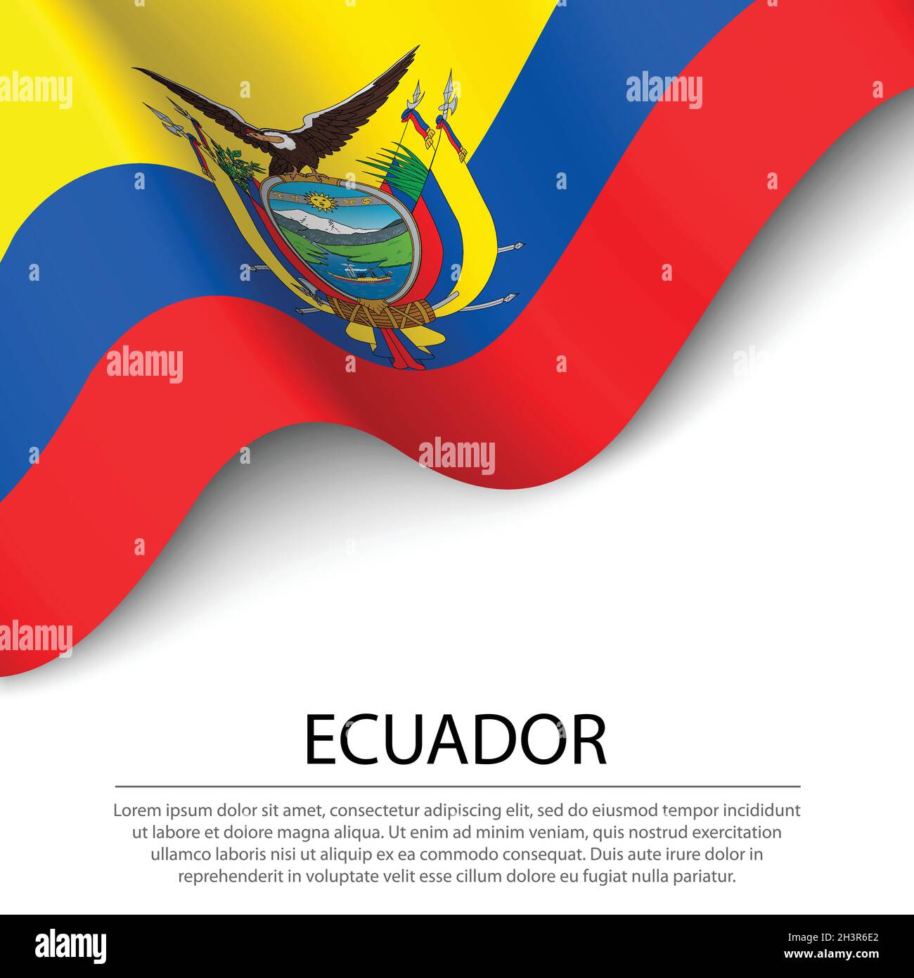Waving flag of Ecuador on white background. Banner or ribbon vector ...