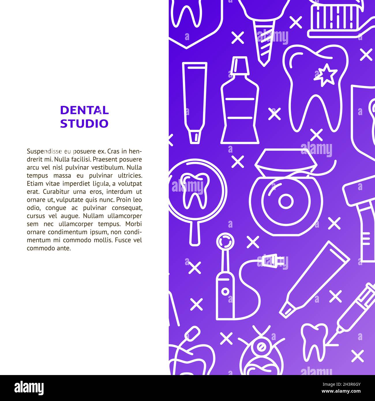 Dental clinic banner template in line style. Teeth care and treatment ...