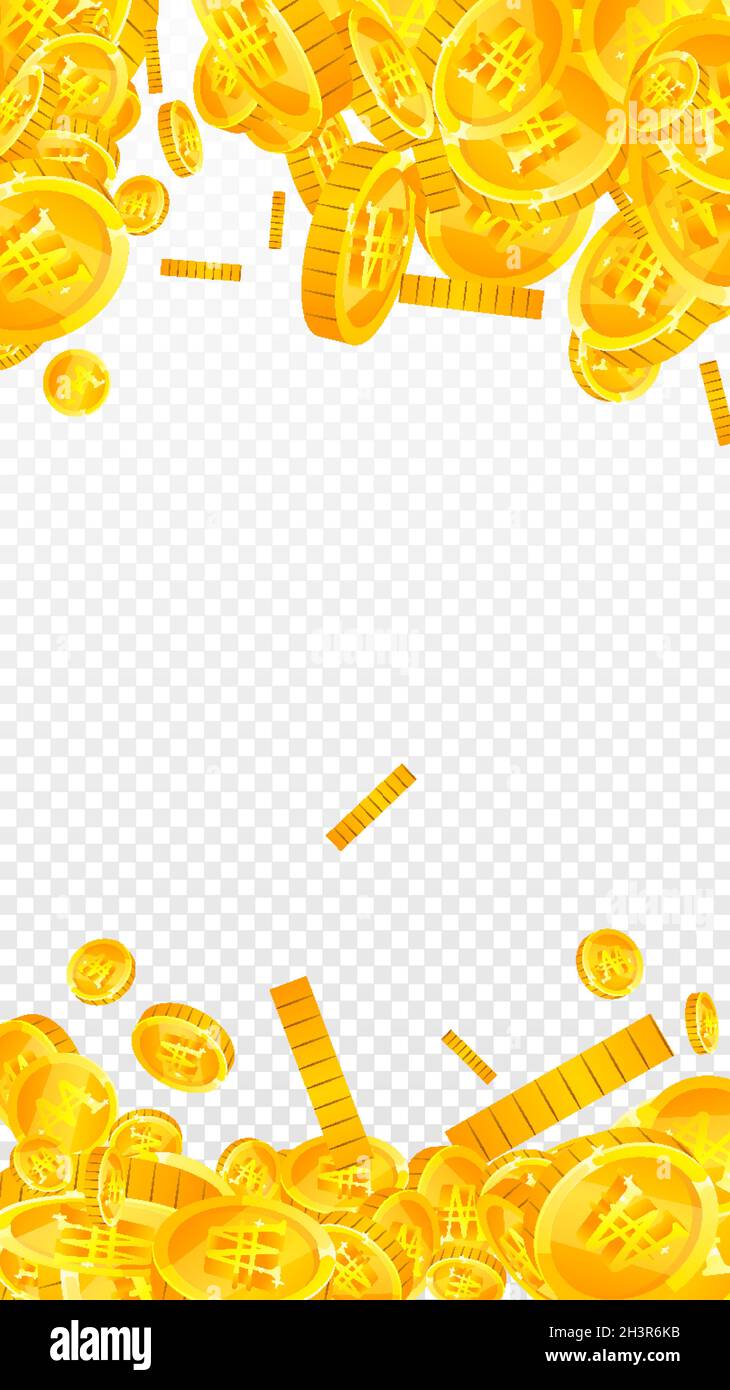 Korean won coins falling. Optimal scattered WON coins. Korea money ...