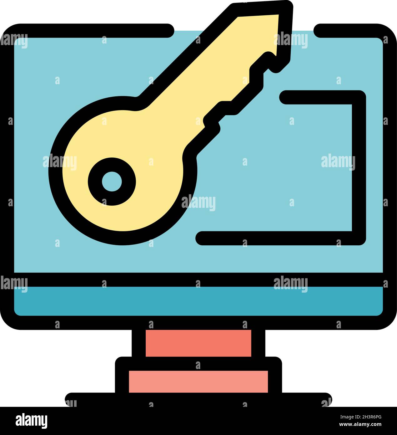 Secured pc remote control icon. Outline secured pc remote control ...