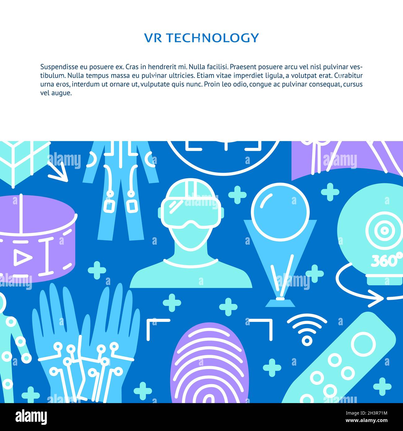 Virtual reality concept banner in flat style with place for text ...