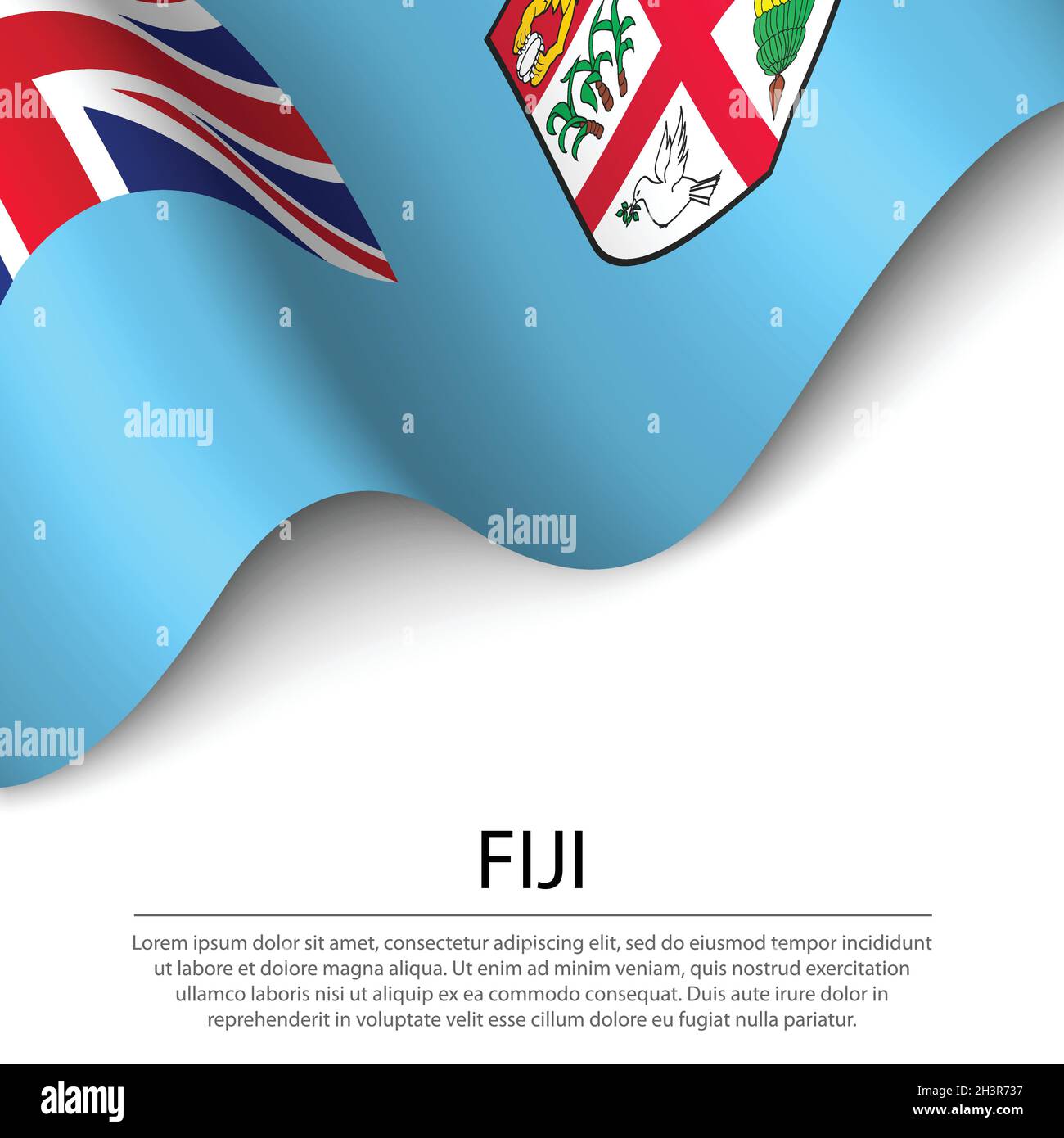 Waving flag of Fiji on white background. Banner or ribbon vector template for independence day ...