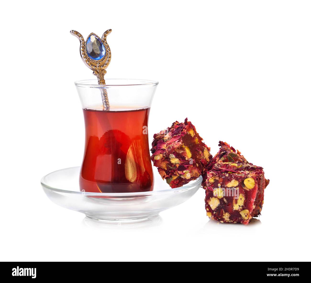 Turkish delight and tea Stock Photo - Alamy