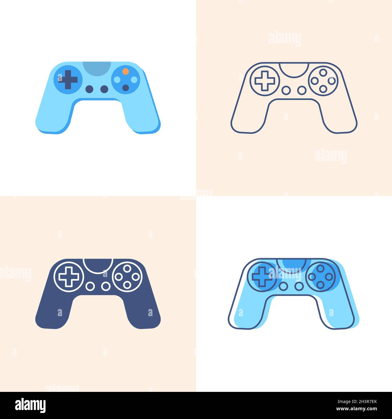 Game controller icon set in flat and line style. Modern tech device for ...